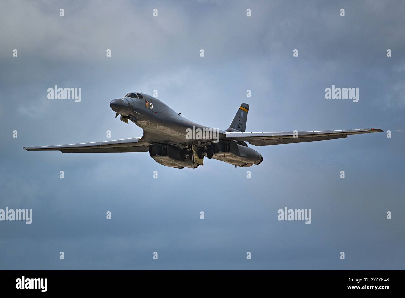 A U.S. Air Force B-1B Lancer assigned to the 37th Expeditionary Bomb ...