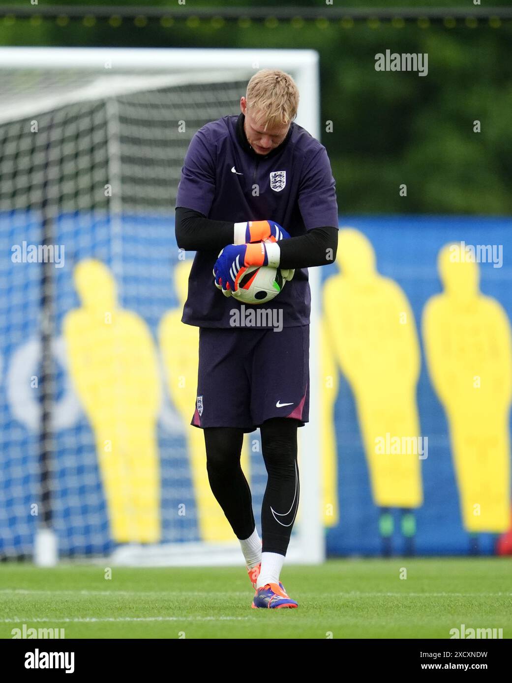 England goalkeeper Aaron Ramsdale during a training session at the Spa ...