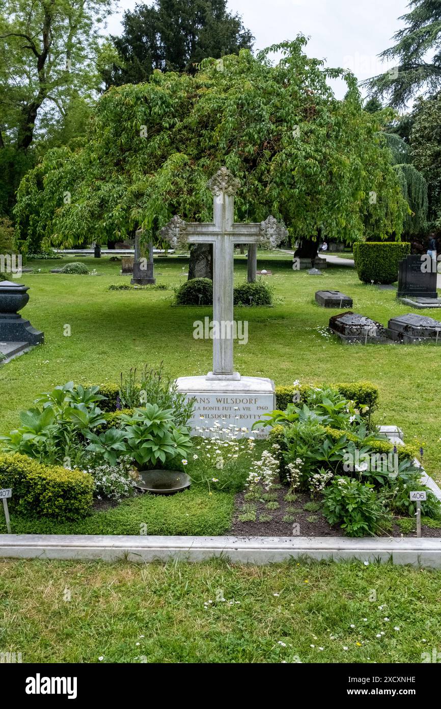 Cimetiere des Rois or Plainpalais cemetery in Geneva, Switzerland on 21 May 2023. Cimetiere des ...