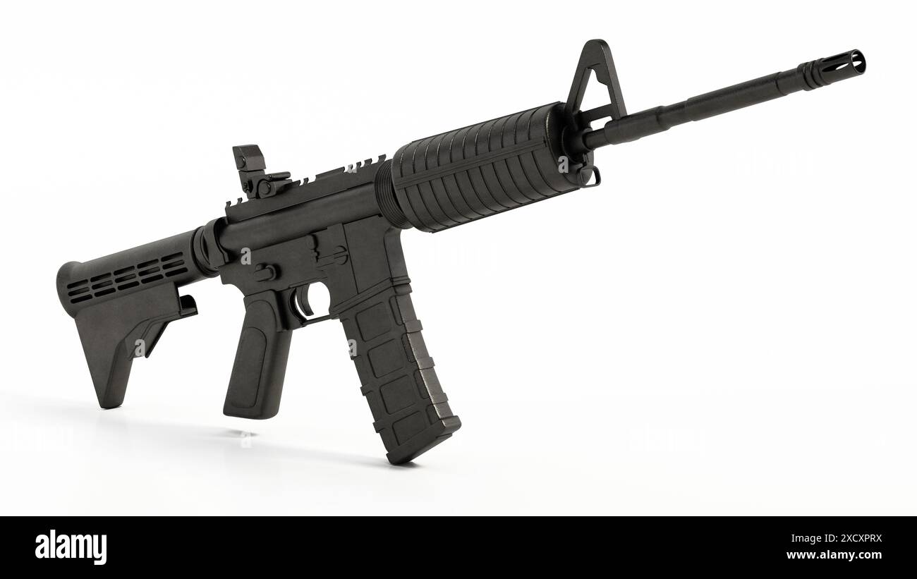Automatic assault rifle isolated on white background. 3D illustration ...