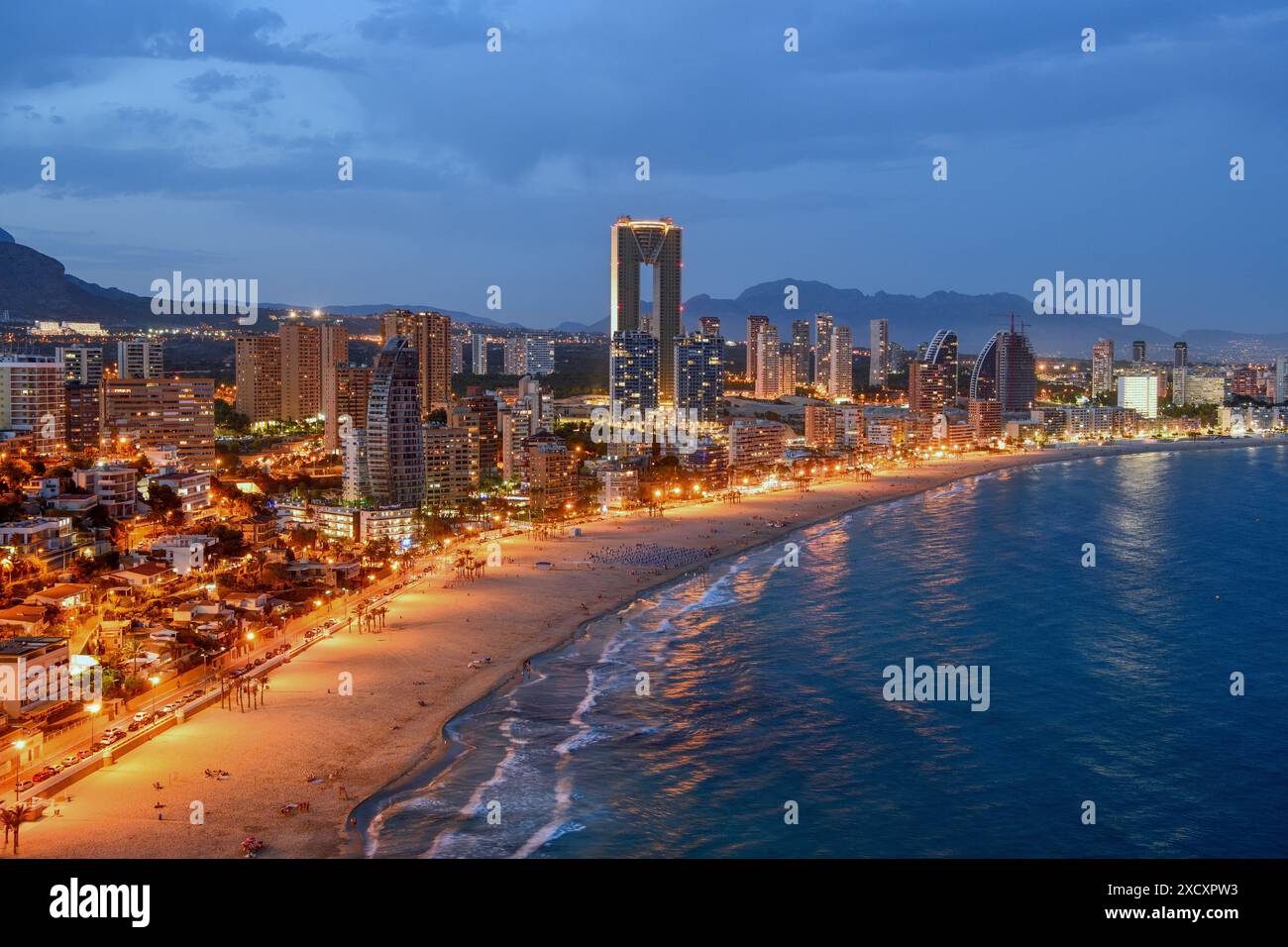 geography / travel, Spain, Valencia, skyline of Benidorm with the multi ...