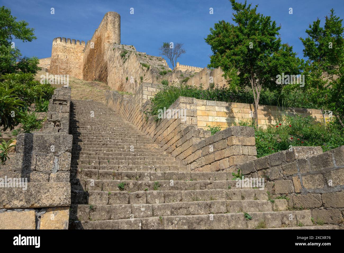 Stairs leading to the ancient fortress of Naryn-Kala. Derbent, Dagestan ...