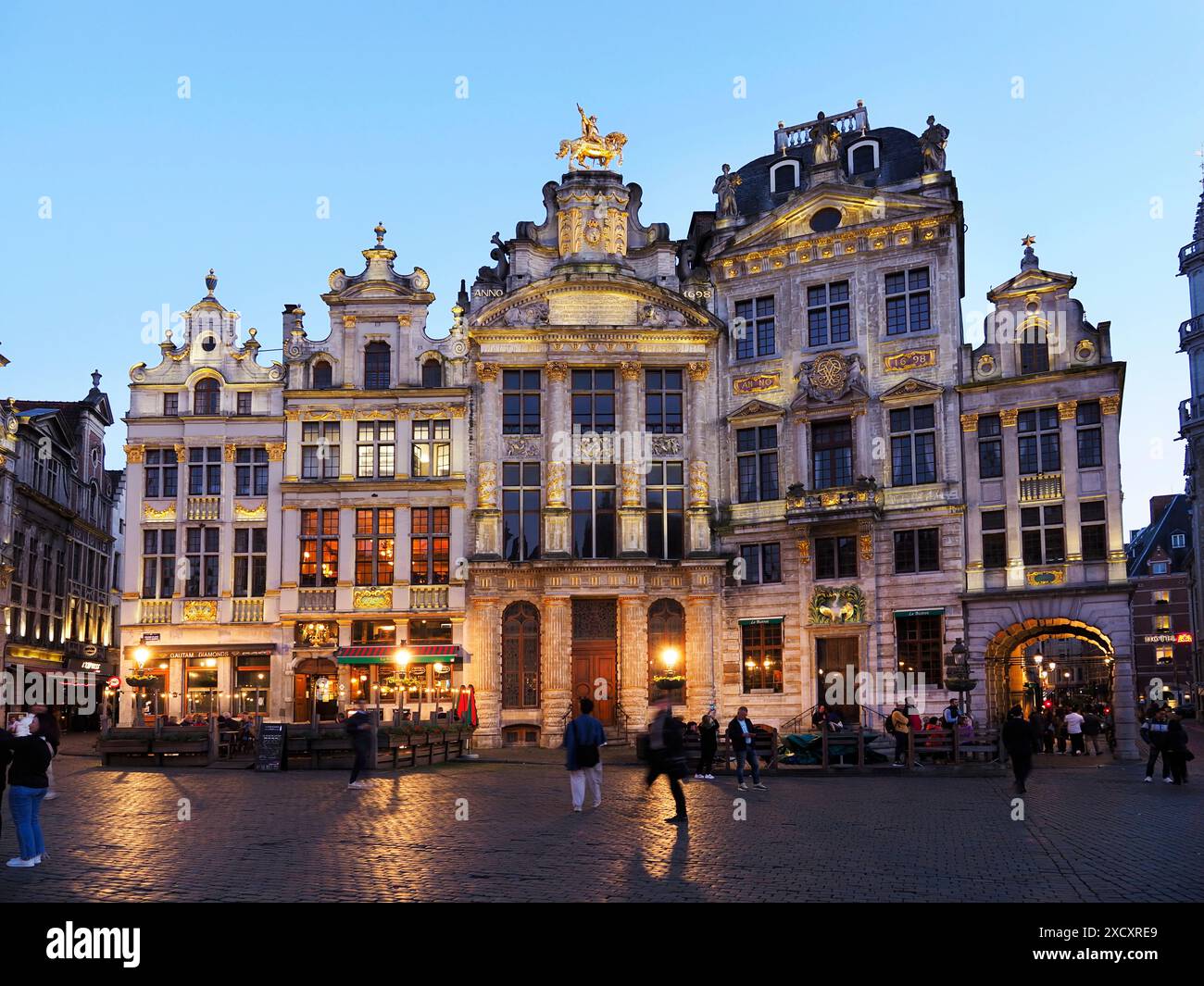 Flemish architecture in the Grand Place at dusk in Brussels Belgium ...