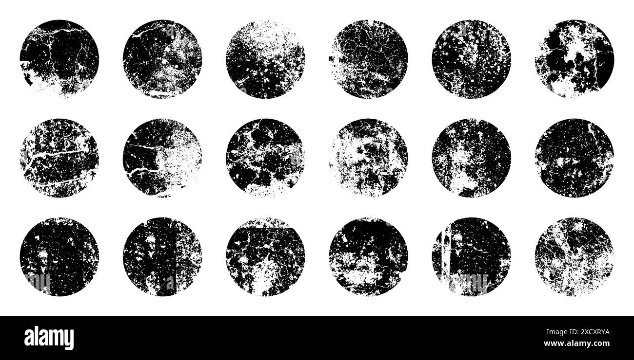 Grunge circles with stains and scratches. Circle brush stroke, round ...