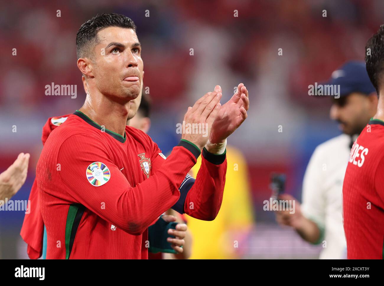 LEIPZIG, GERMANY - JUNE 18: Cristiano Ronaldo of Portugal applauds for ...