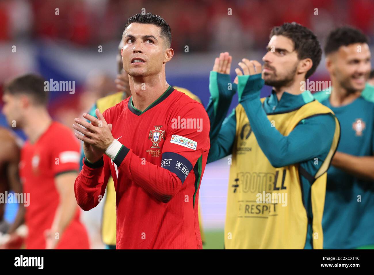 LEIPZIG, GERMANY - JUNE 18: Cristiano Ronaldo of Portugal applauds for ...