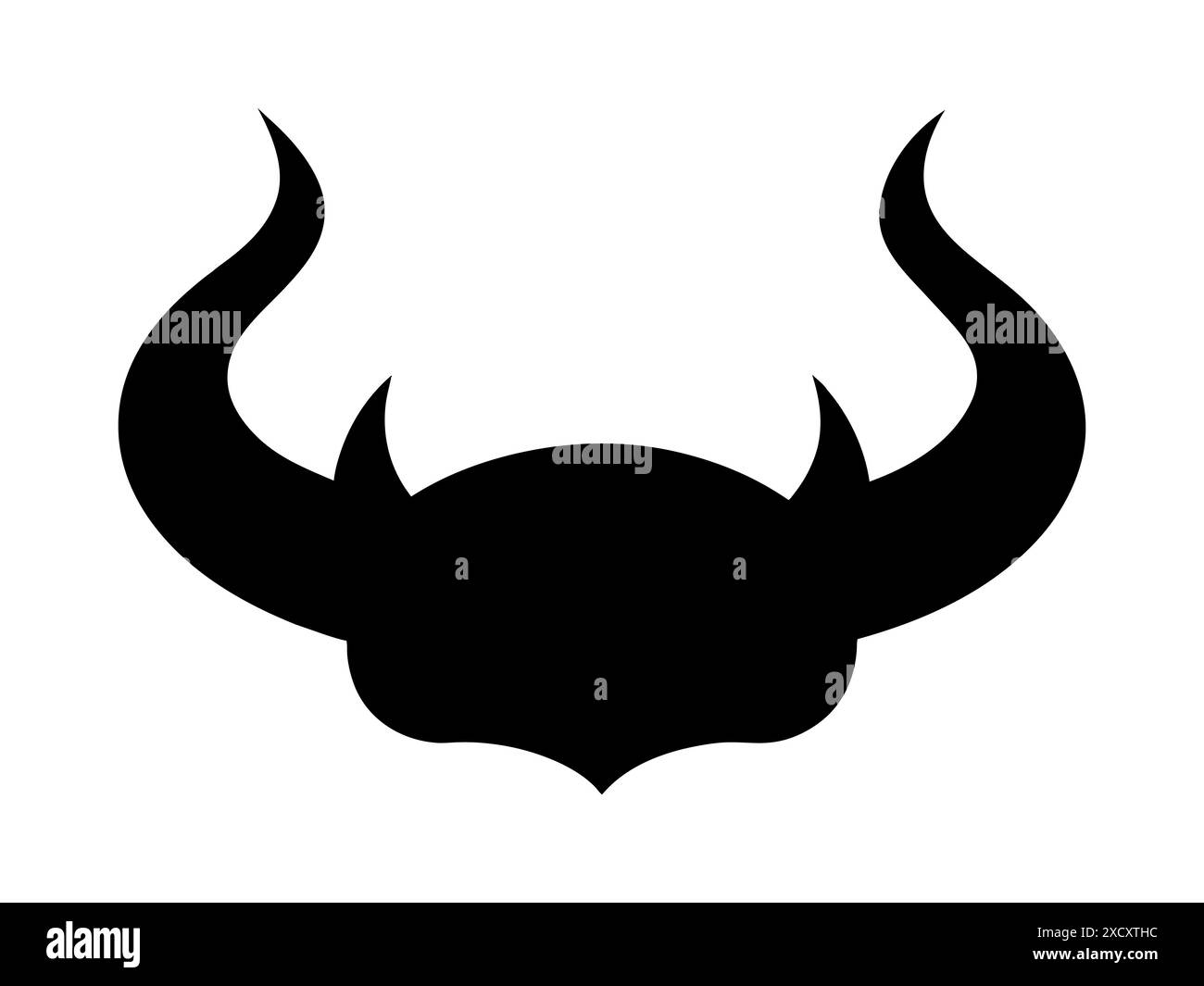Black silhouette of devil horns with a curved shape design. Demon Horns ...