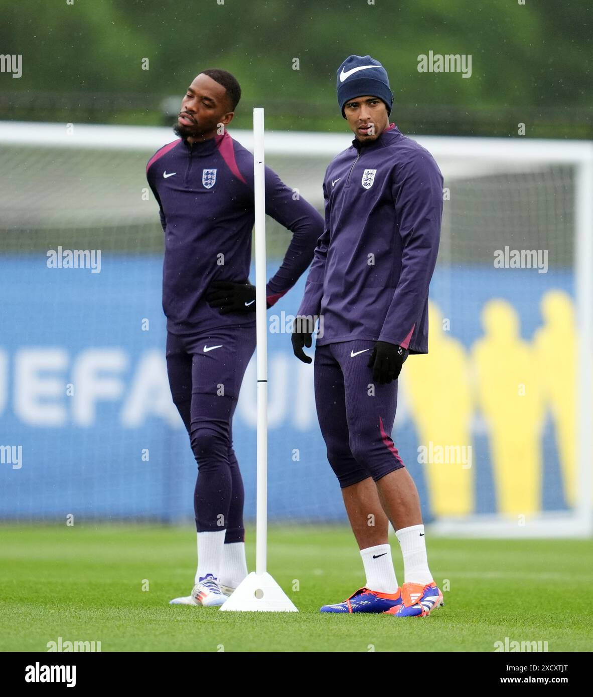 England's Jude Bellingham and Ivan Toney during a training session at ...