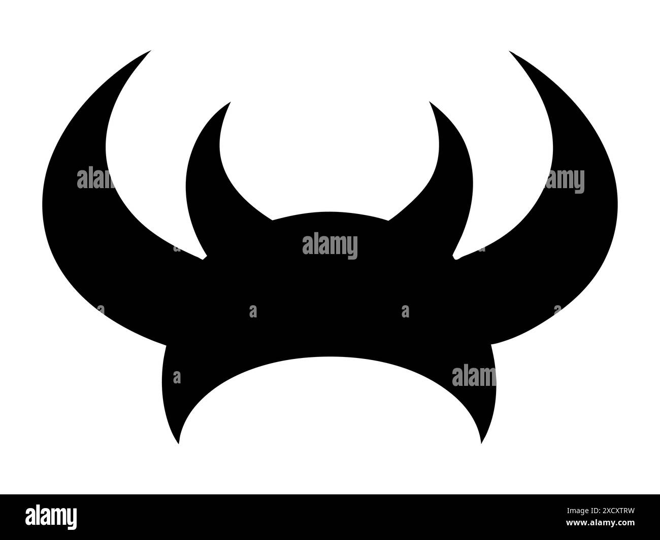 Black silhouette of devil horns with a curved shape design. Demon Horns ...