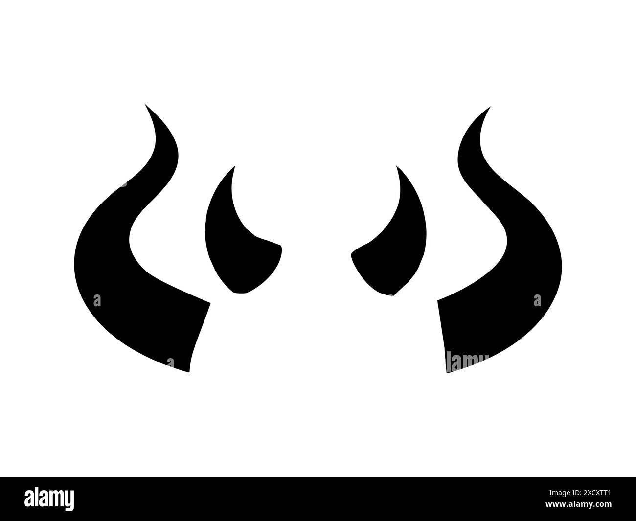 Black silhouette of devil horns with a curved shape design. Demon Horns ...