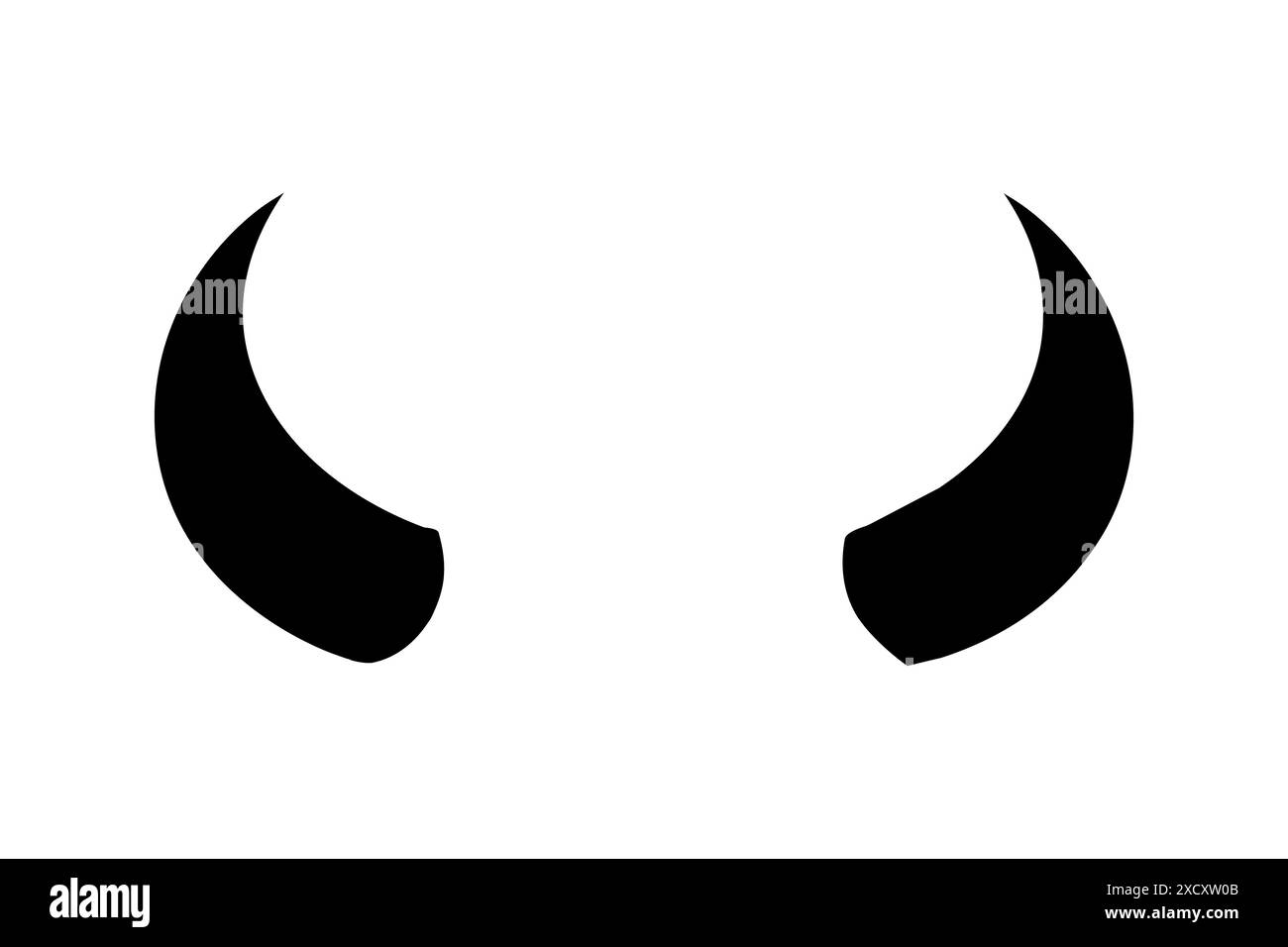Black silhouette of devil horns with a curved shape design. Demon Horns ...