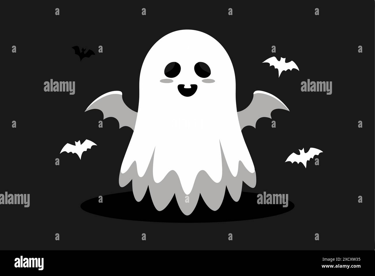 White ghost silhouette isolated on a black background, concept of ...