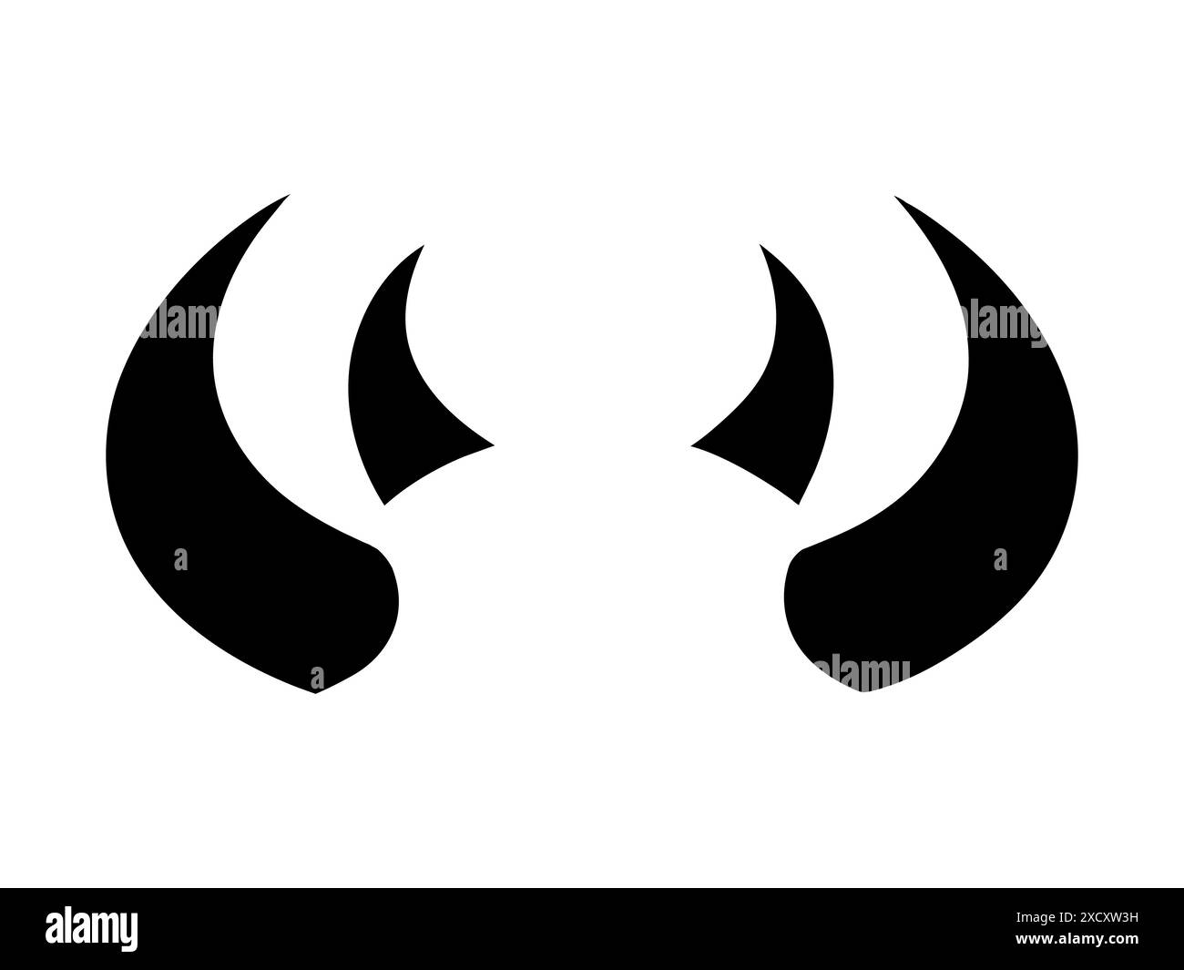 Black silhouette of devil horns with a curved shape design. Demon Horns ...