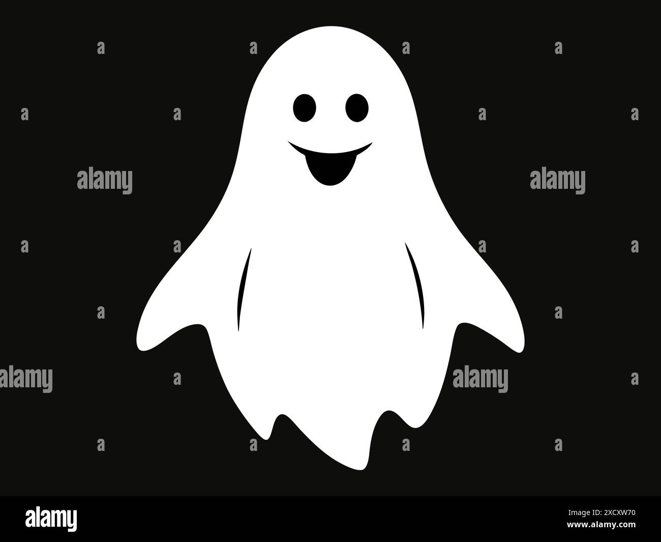 White ghost silhouette isolated on a black background, concept of ...