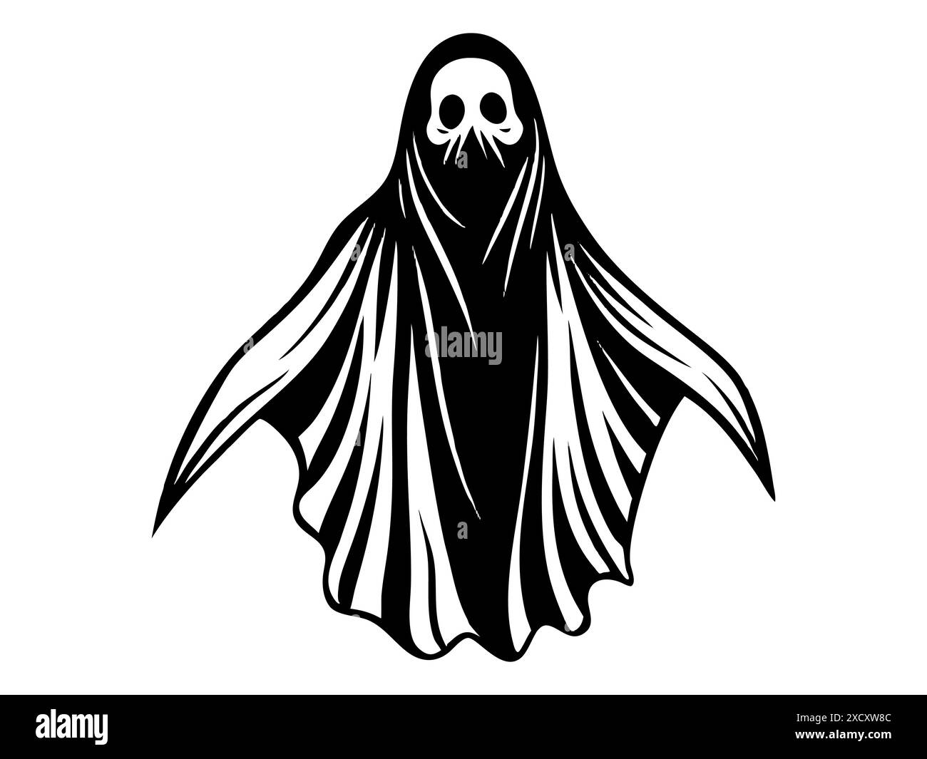 Black silhouette of a ghost isolated on a white background. Concept of ...