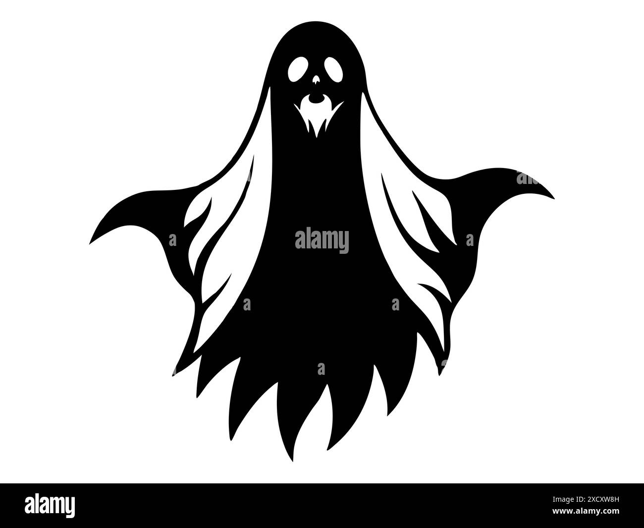 Black silhouette of a ghost isolated on a white background. Concept of ...