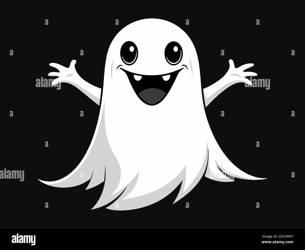 White ghost silhouette isolated on a black background, concept of ...