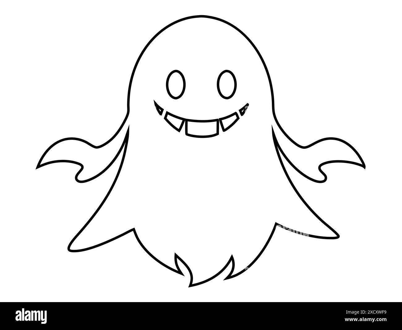 Spooky ghost coloring page for kids Black and White Stock Photos ...