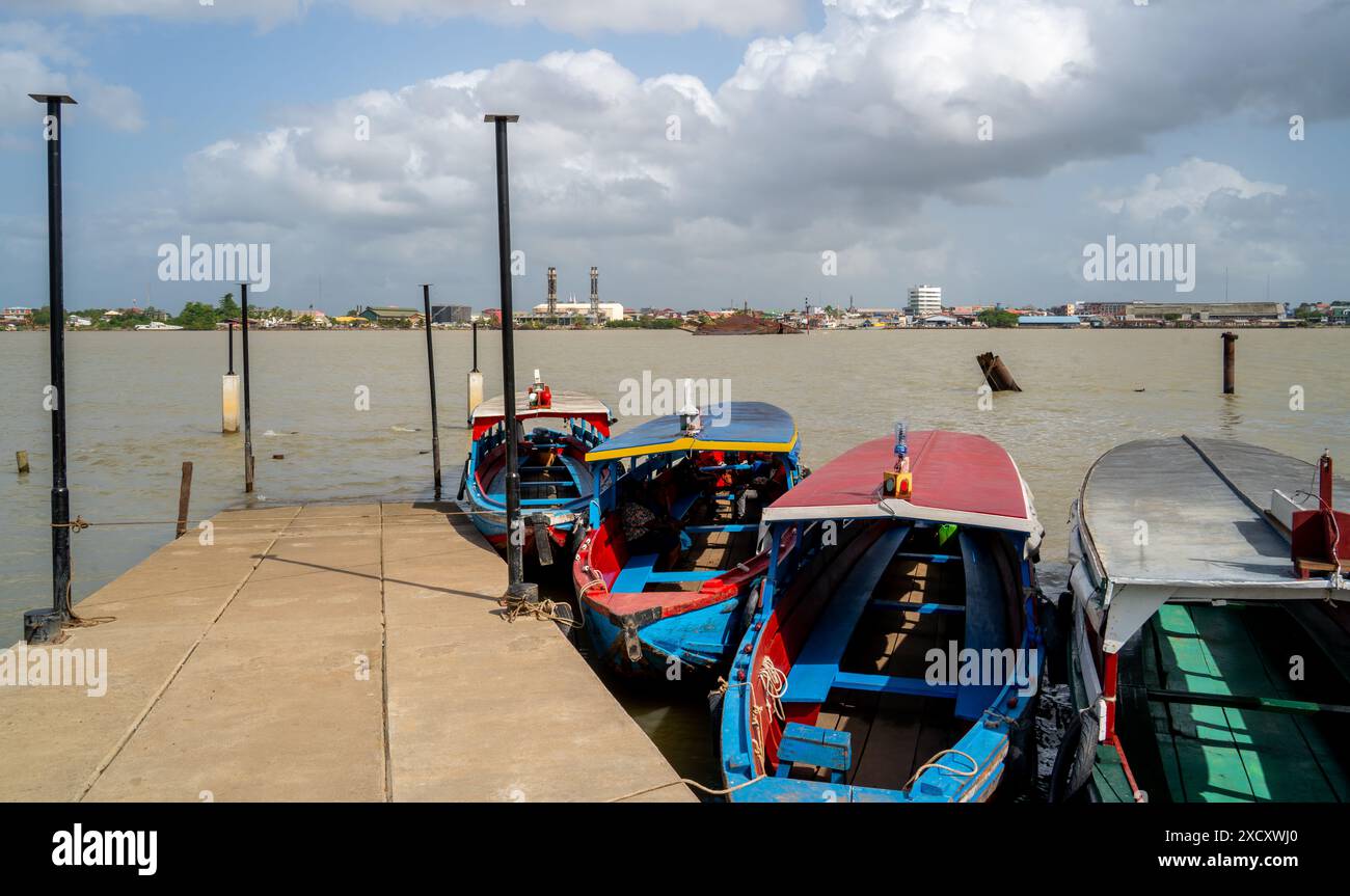 Ferries waiting to cross the river from Meerzorg to Paramaribo, Suriname Stock Photo - Alamy