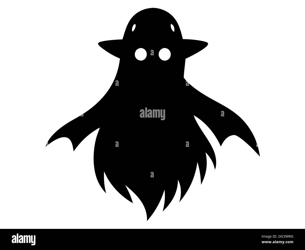 Black silhouette of ghost isolated on white background. Concept of ...