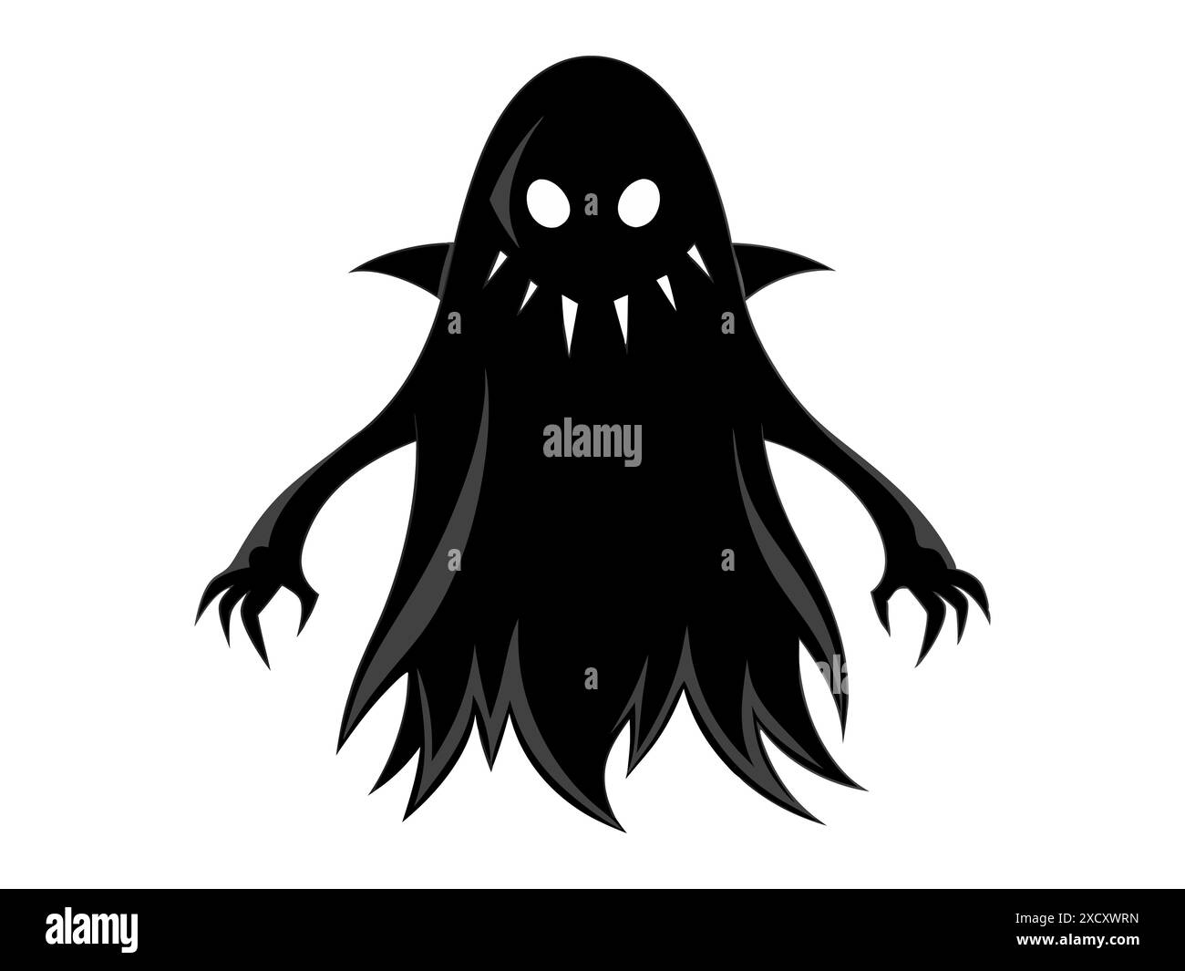 Black silhouette of ghost isolated on white background. Concept of ...