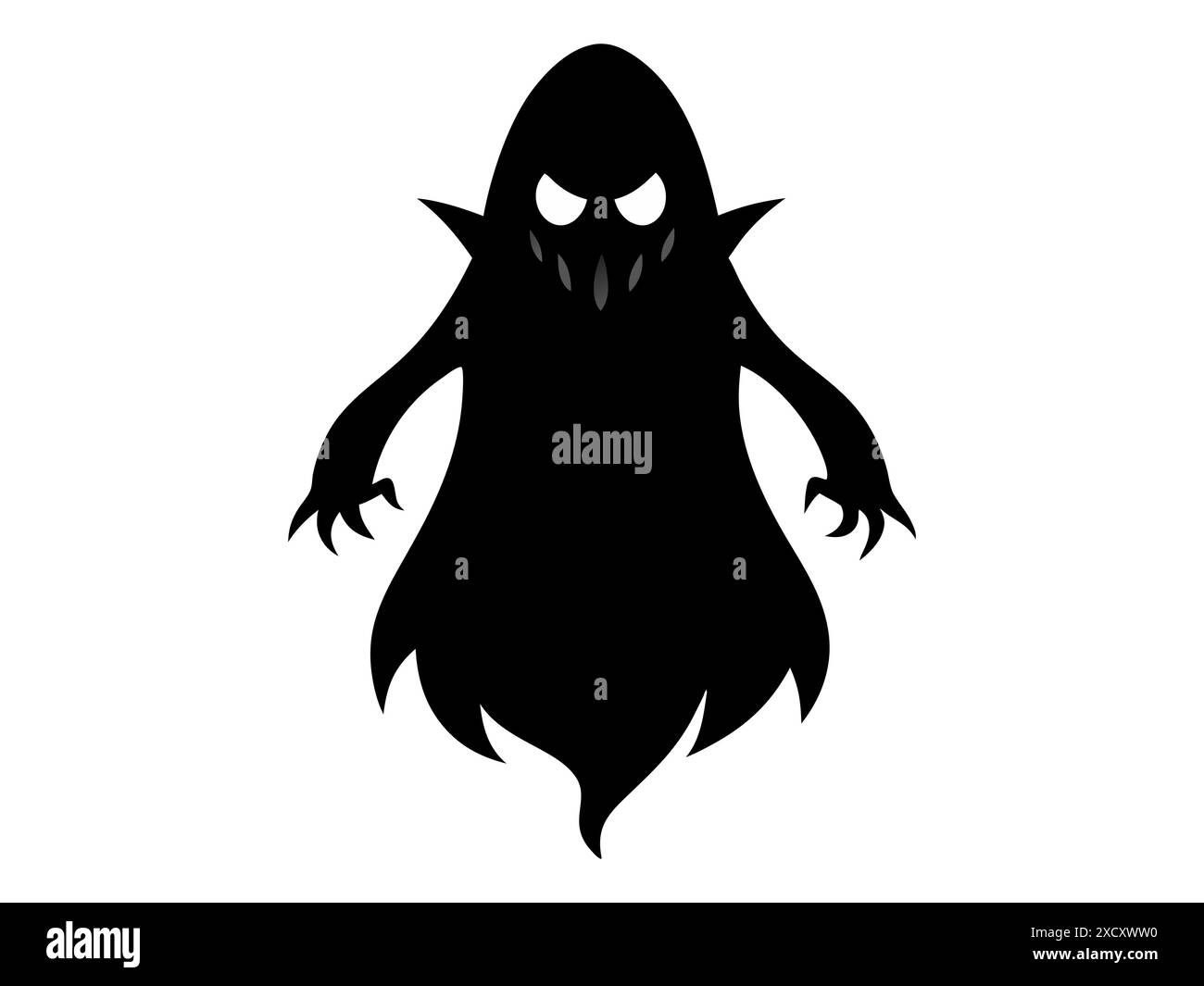 Black silhouette of ghost isolated on white background. Concept of ...