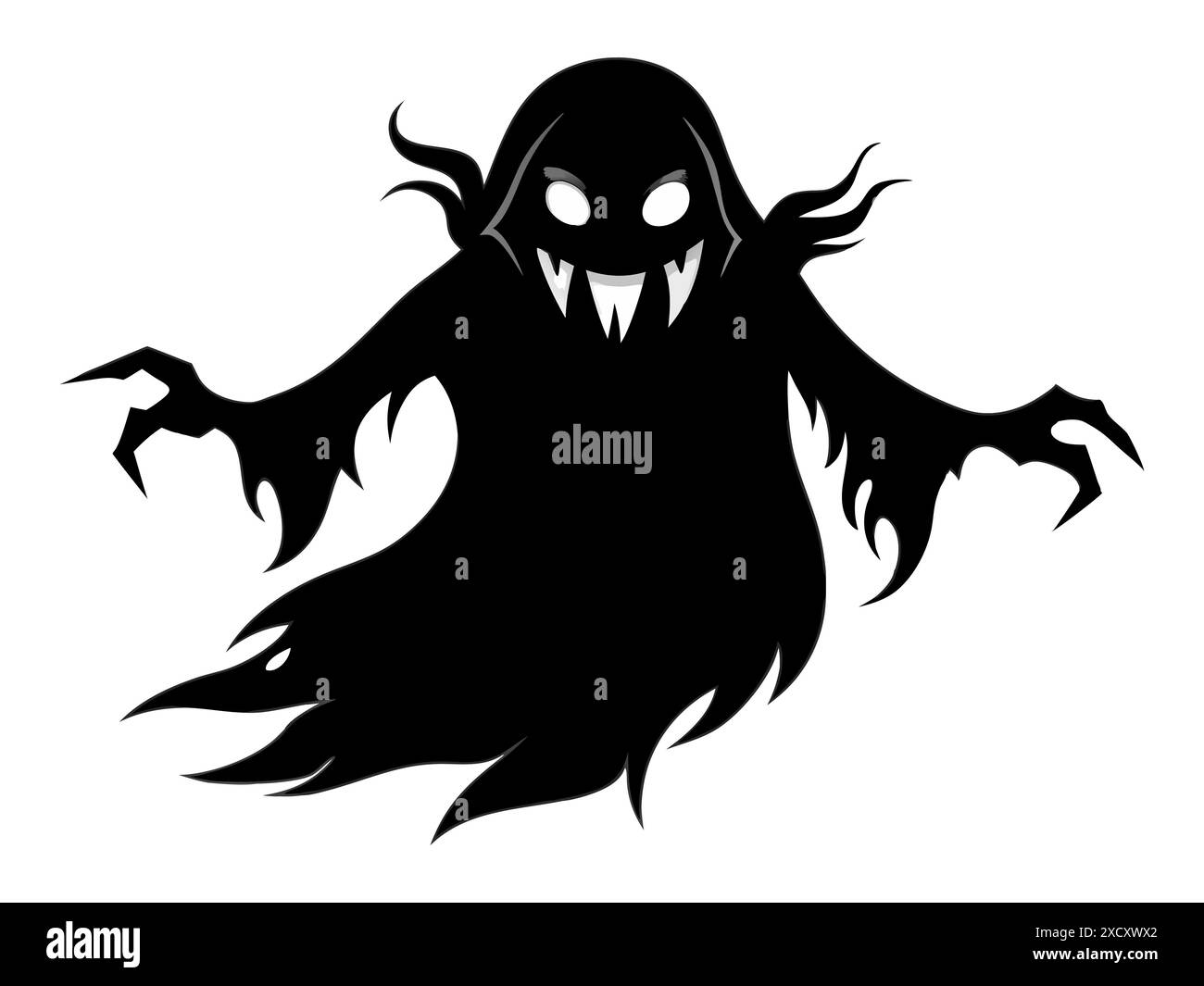 Black silhouette of ghost isolated on white background. Concept of ...