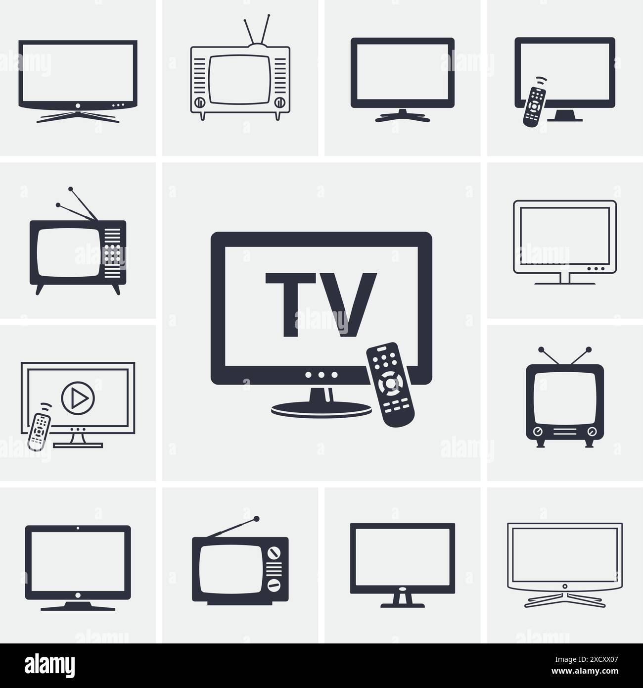 Modern and Retro TV icons. Vector illustration Stock Vector Image & Art ...