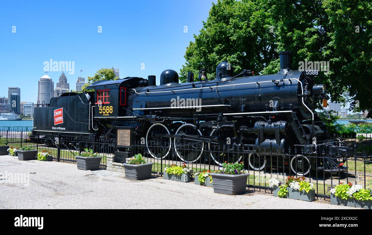 The Spirit of Windsor, steam locomotive monument, Windsor, Ontario ...