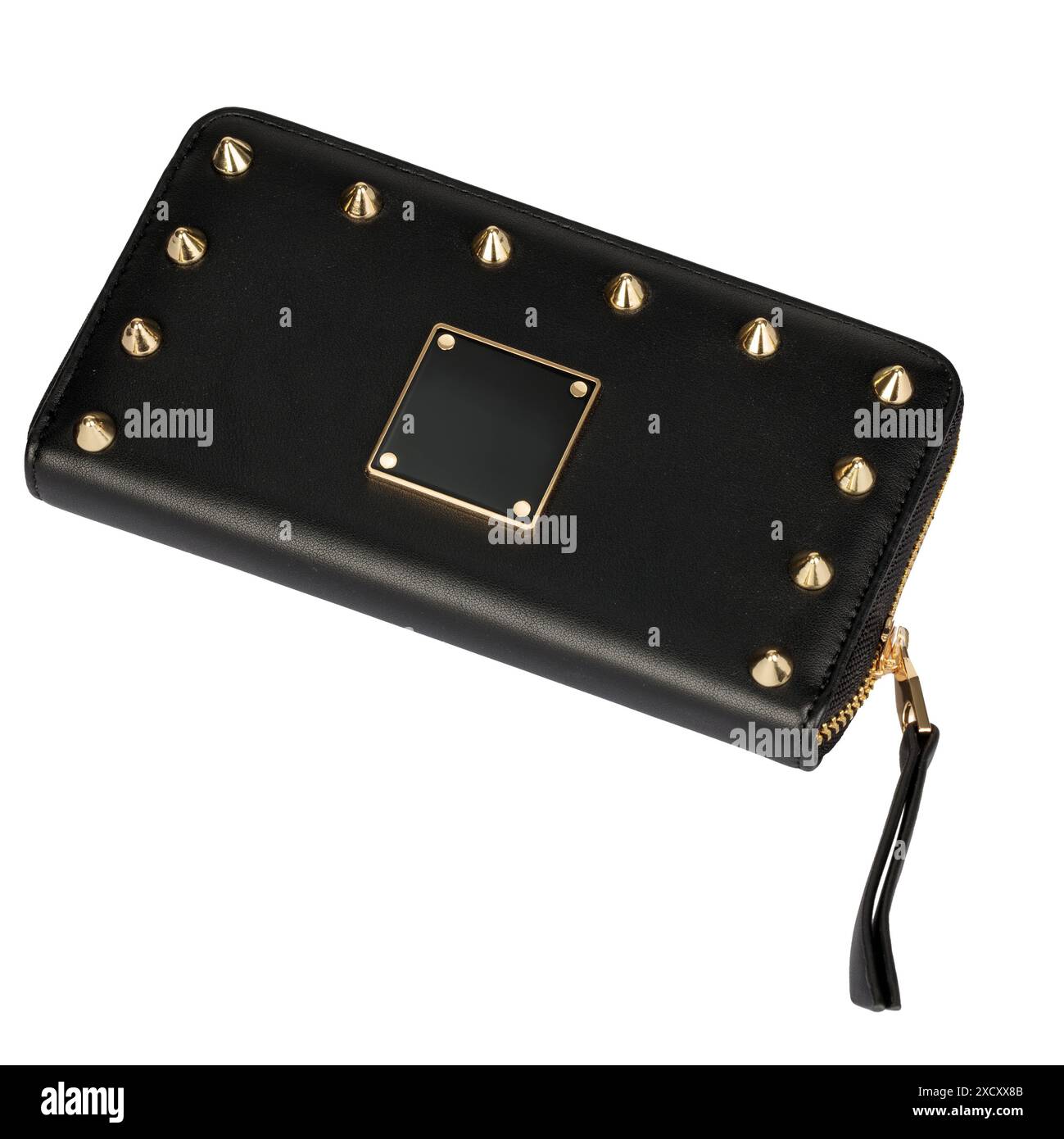 Black Studded Leather Wallet Isolated Stock Photo - Alamy