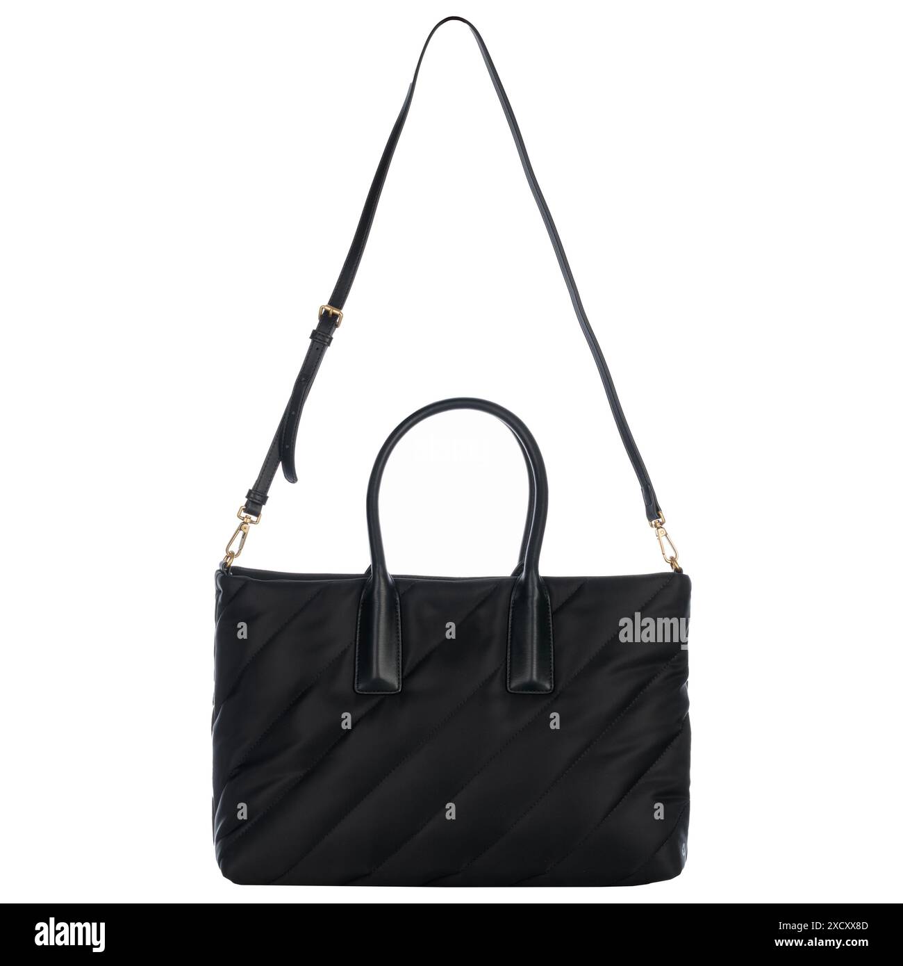 Black Quilted Handbag with Shoulder Strap Stock Photo - Alamy