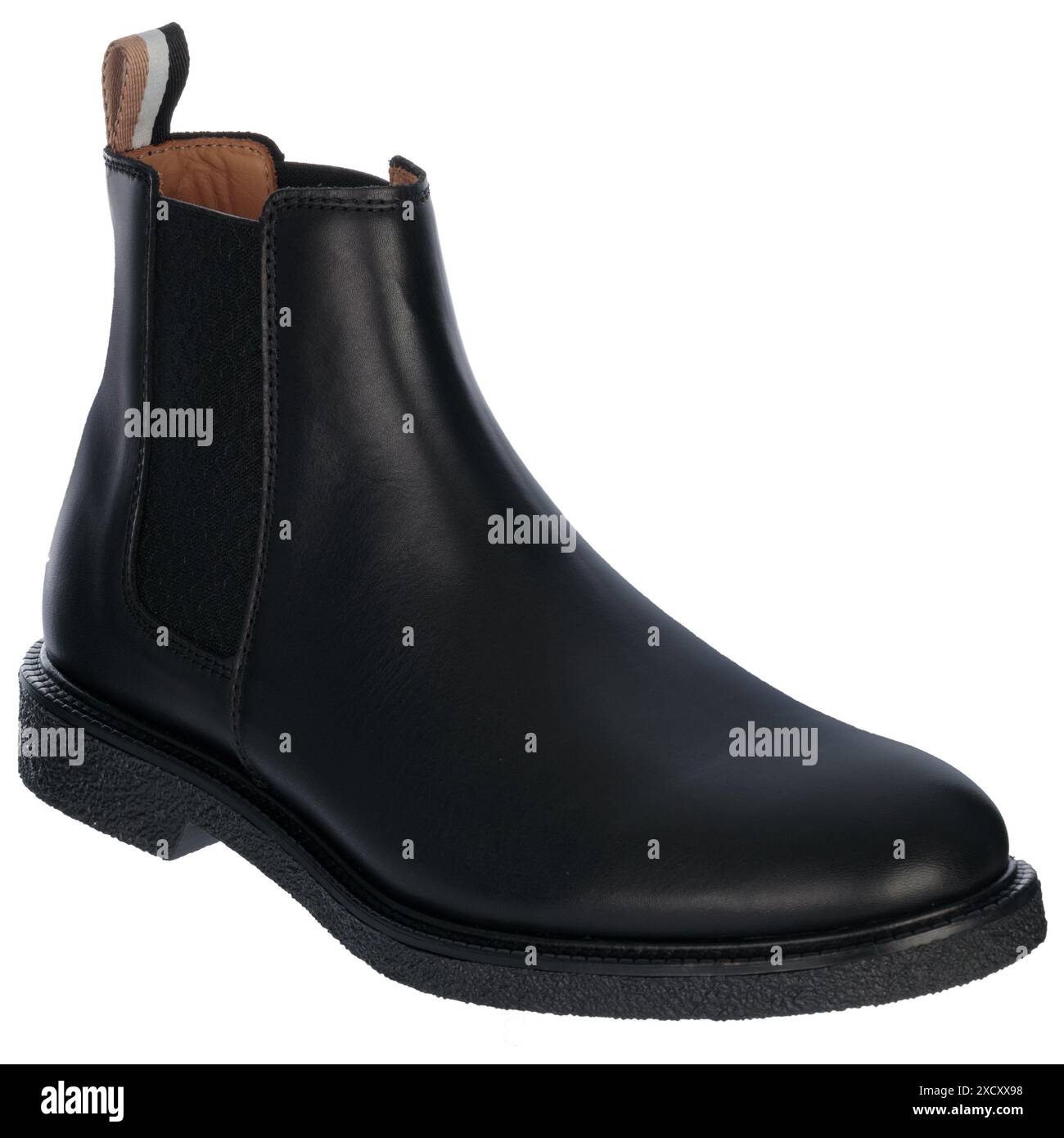 Black Leather Chelsea Boot Isolated Stock Photo - Alamy