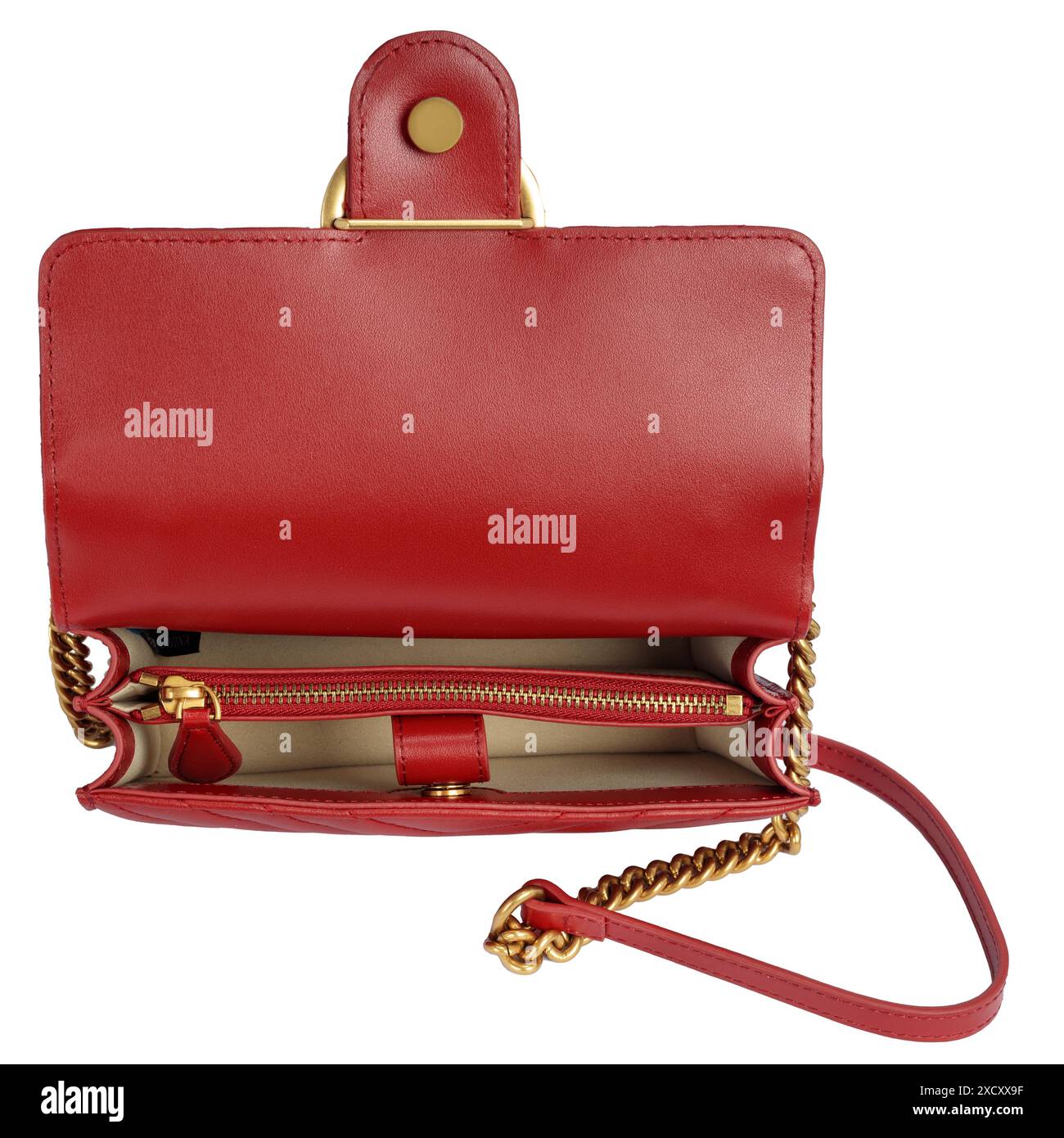 Open Red Leather Purse Top View Stock Photo - Alamy