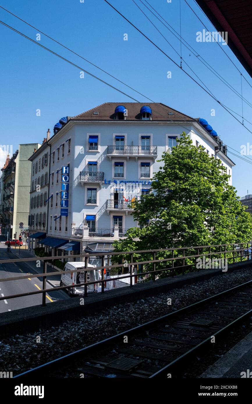 Hotel on the outskirts of Geneva Cornavin station in Switzerland on 22 ...