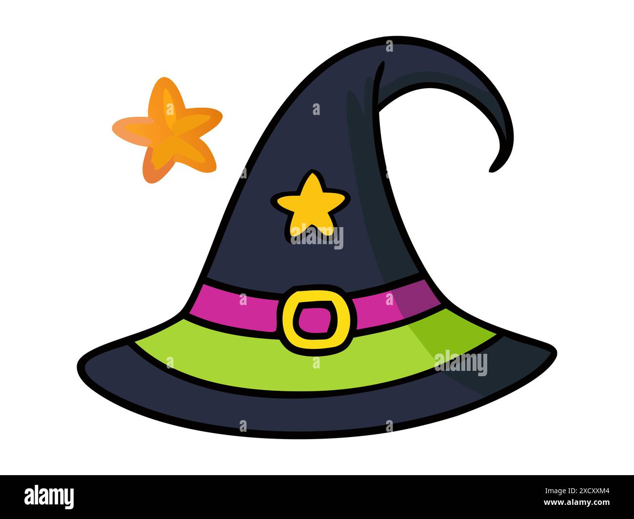 Witch hat isolated on a white background. Hand drawn Wizard pointed hat ...