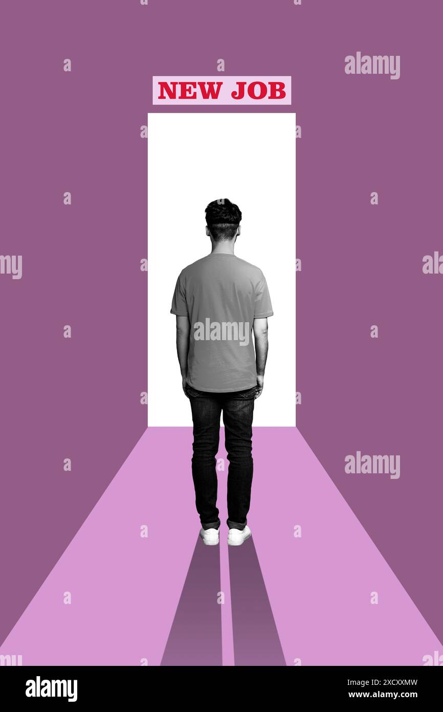 Composite trend artwork sketch image photo collage of young man hiring ...