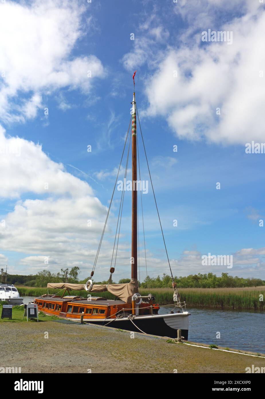 A view of the Pleasure Wherry Hathor moored on the River Ant on the ...