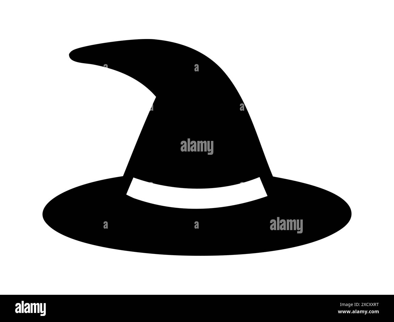 Black silhouette of a witch hat isolated on a white background. Wizard ...