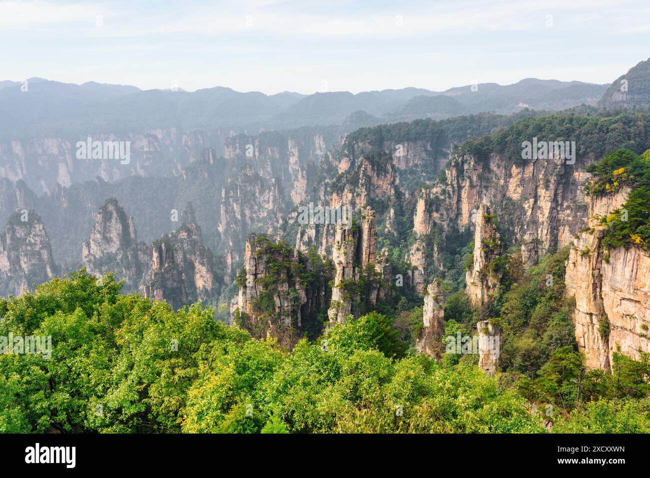 Awesome view of natural quartz sandstone pillars of the Tianzi ...