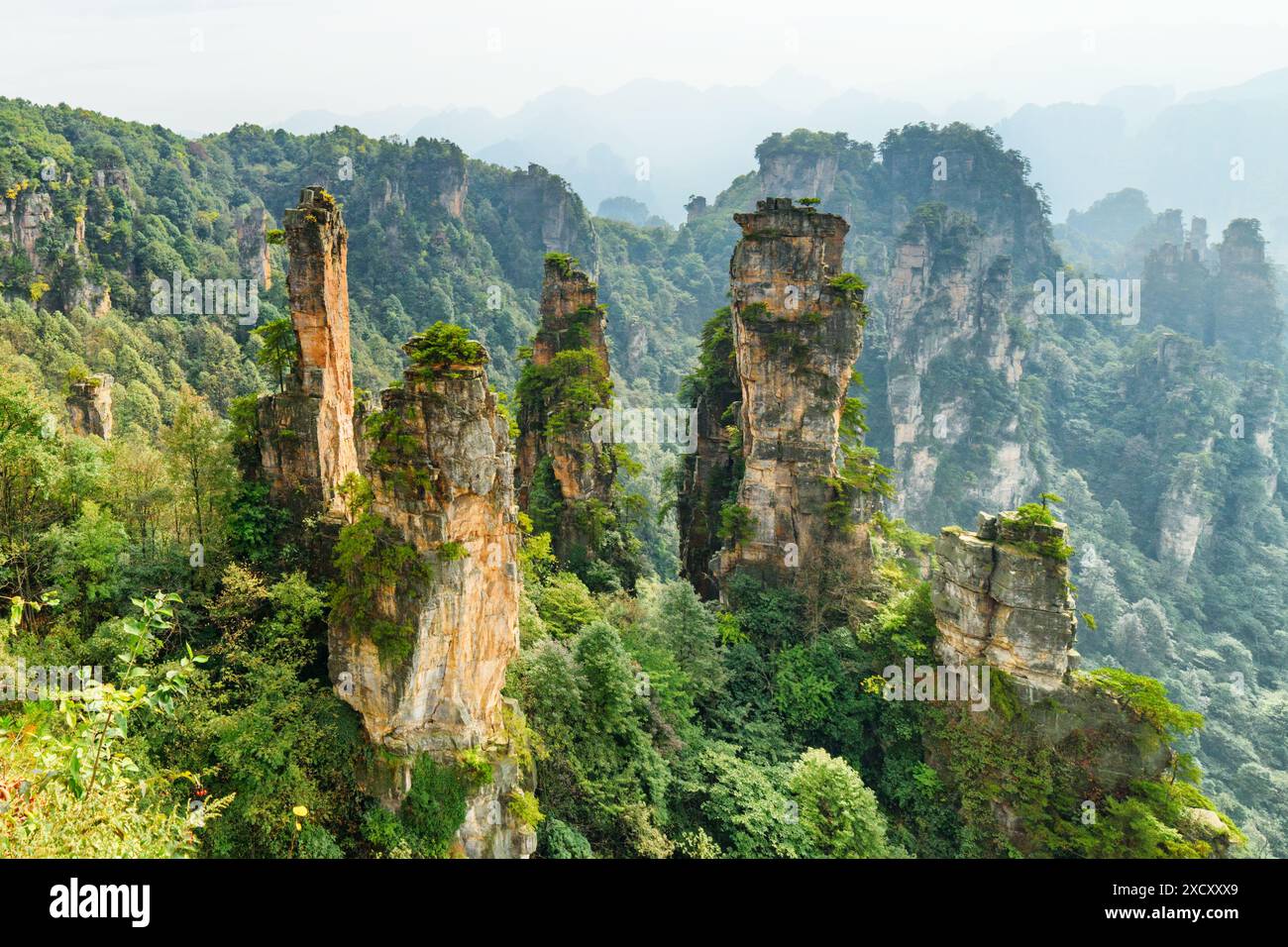 Awesome view of natural quartz sandstone pillars of the Tianzi ...