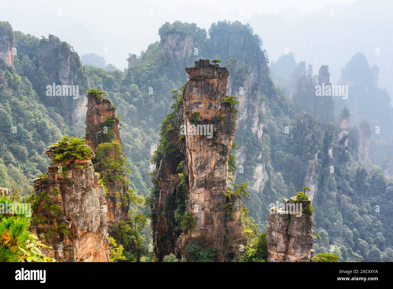 Awesome view of natural quartz sandstone pillars of the Tianzi ...