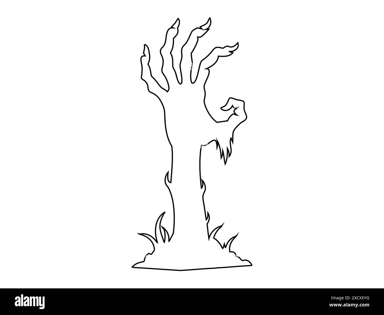 Black outline of creepy zombie hand isolated on a white background ...