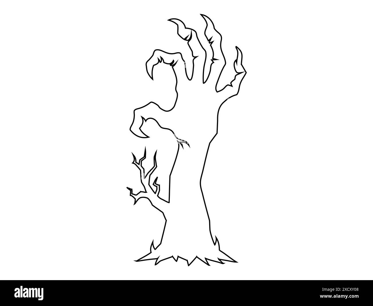 Black outline of creepy zombie hand isolated on a white background ...