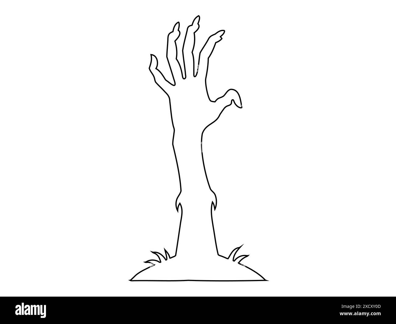 Black outline of creepy zombie hand isolated on a white background ...