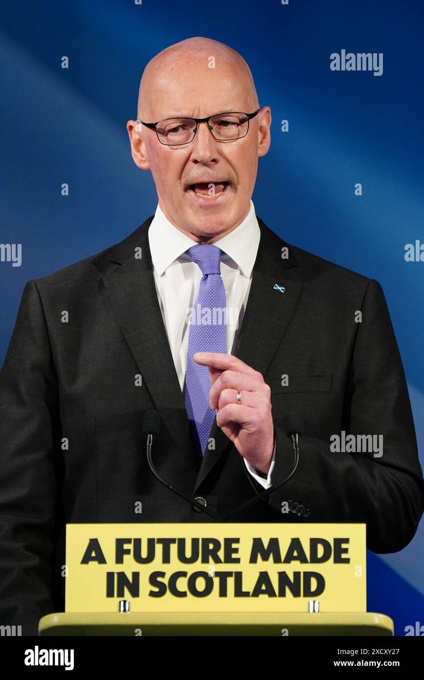Scottish First Minister and SNP leader John Swinney speaking during the ...