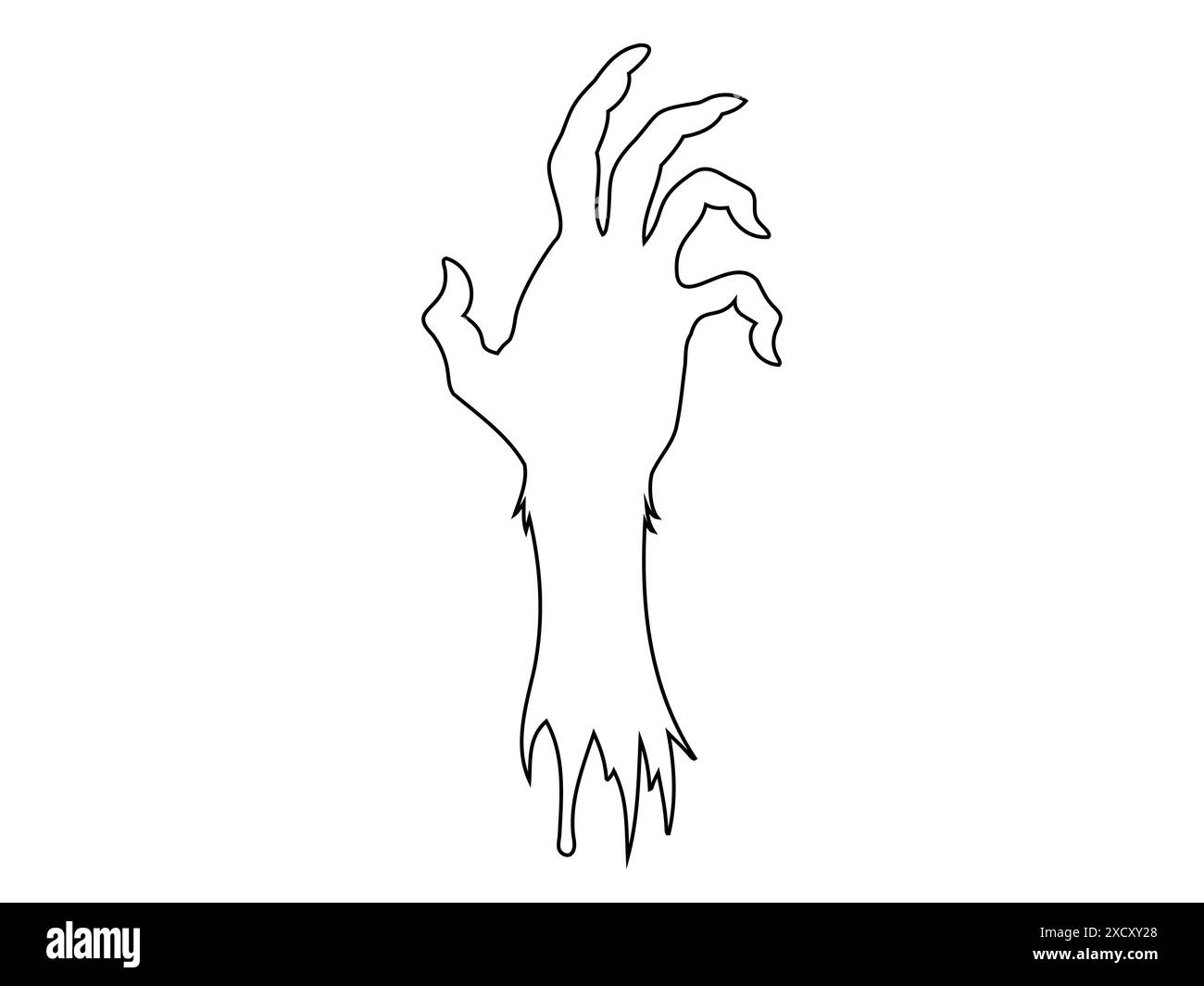 Black outline of creepy zombie hand isolated on a white background ...