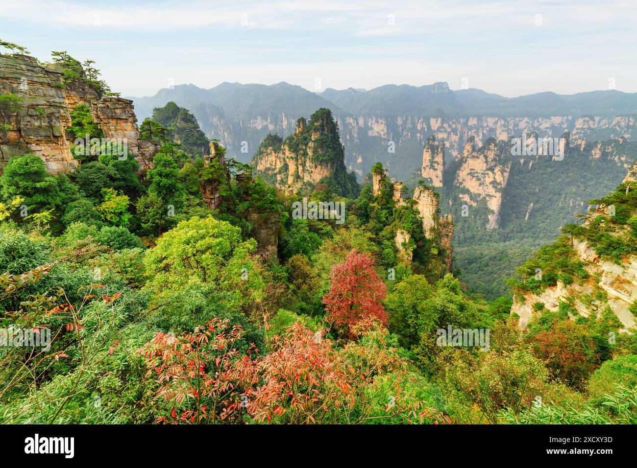 Fabulous view of natural quartz sandstone pillars of the Tianzi ...