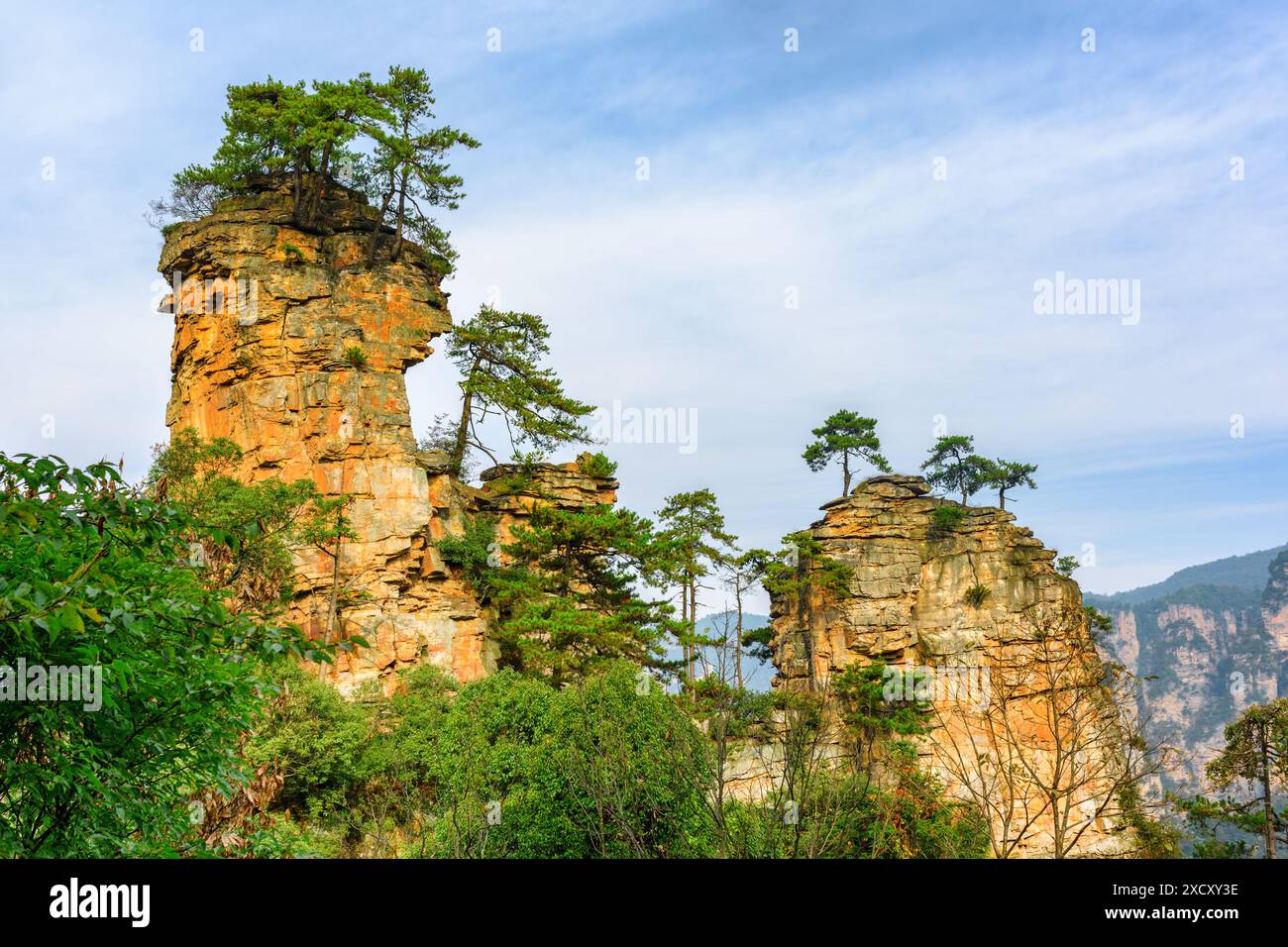 Fabulous view of natural quartz sandstone pillars of the Tianzi ...