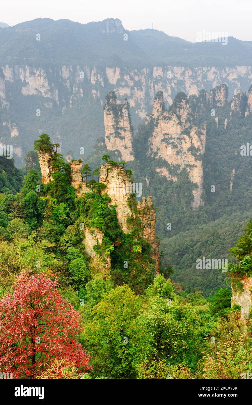 Fabulous view of natural quartz sandstone pillars of the Tianzi ...