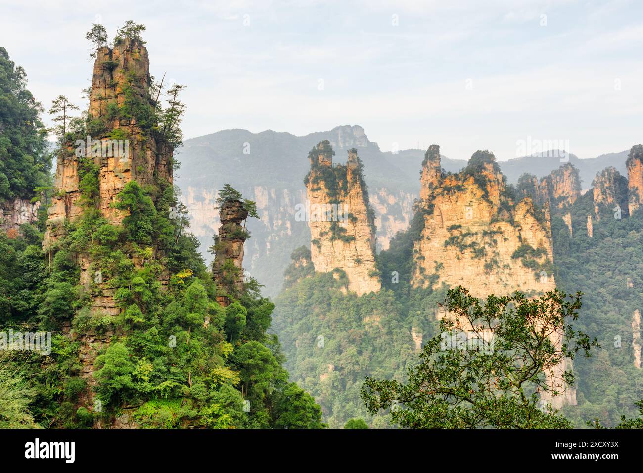 Fabulous view of natural quartz sandstone pillars of the Tianzi ...